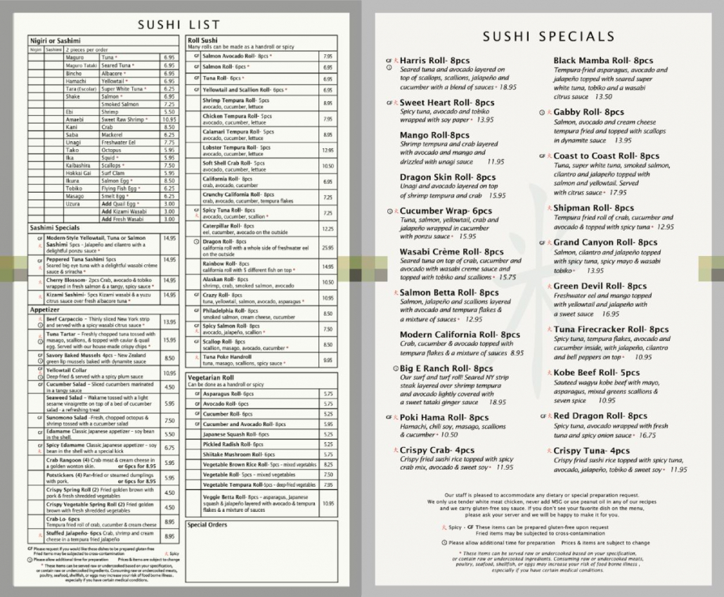 SUSHI LIST – Rice Bistro & Sushi
