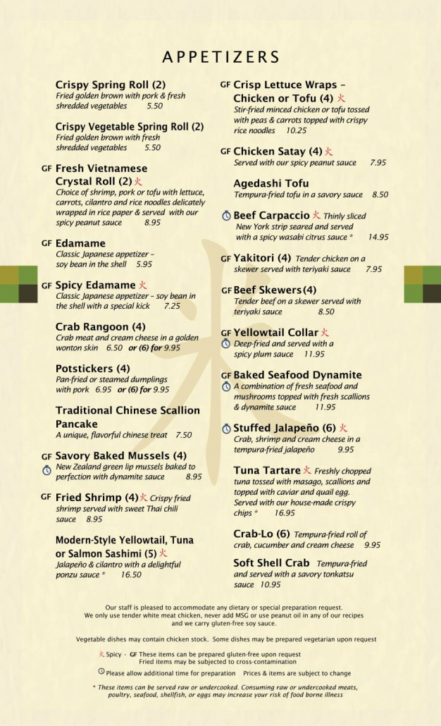 DINNER MENU – Rice Bistro & Sushi